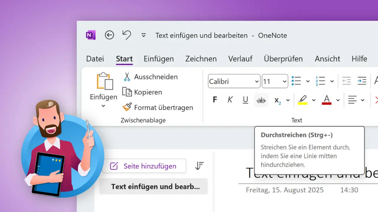 OneNote Text einfügen, bearbeiten & formatieren